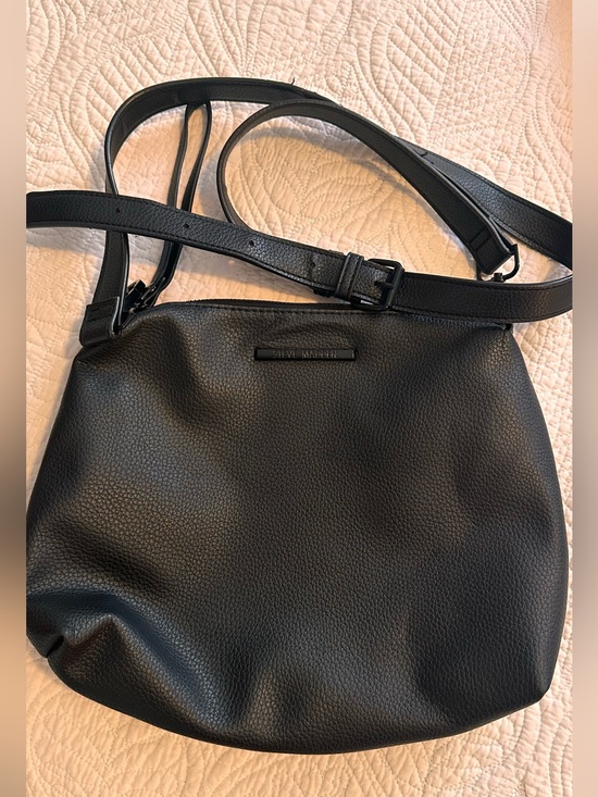 Steve Madden | Bags | Steve Madden Black Pebbled Leather Adjustable ...